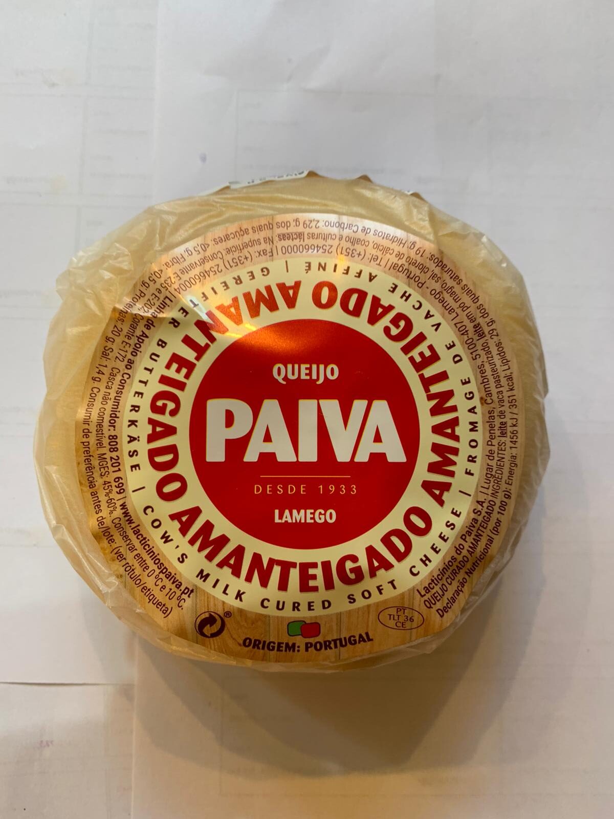 Cow's Milk Cured Soft Cheese (Queijo de Vaca Curado Amanteigado) Paiva ...